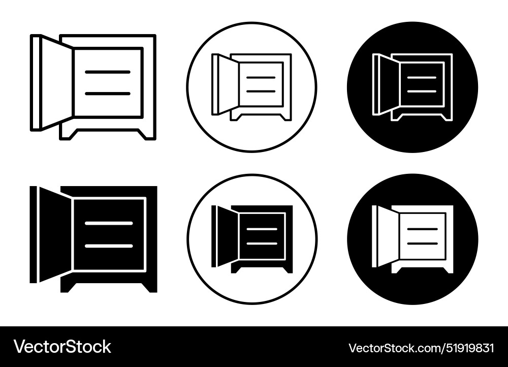 Open safe box icon collection of outline thin Vector Image