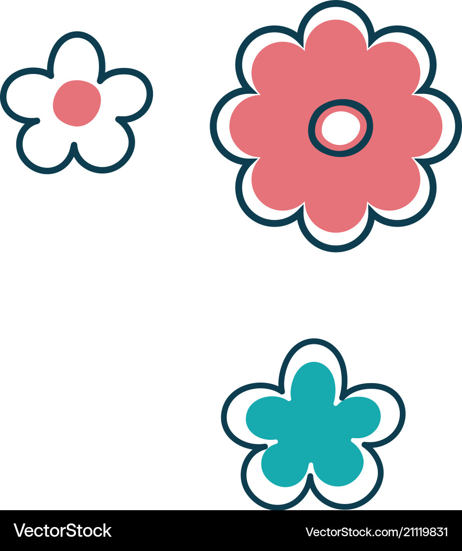 Three isolated stylized flowers Royalty Free Vector Image