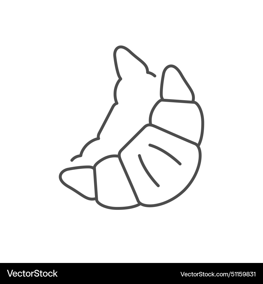 Two croissants line outline icon Royalty Free Vector Image