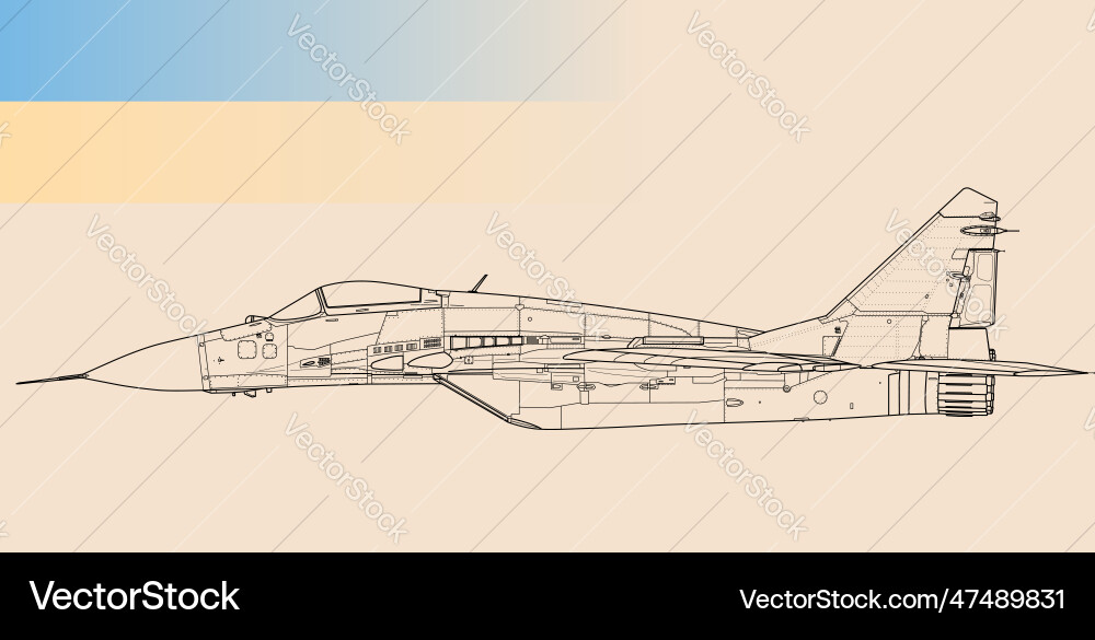 Ukrainian air force mig-29 fighter jet Royalty Free Vector