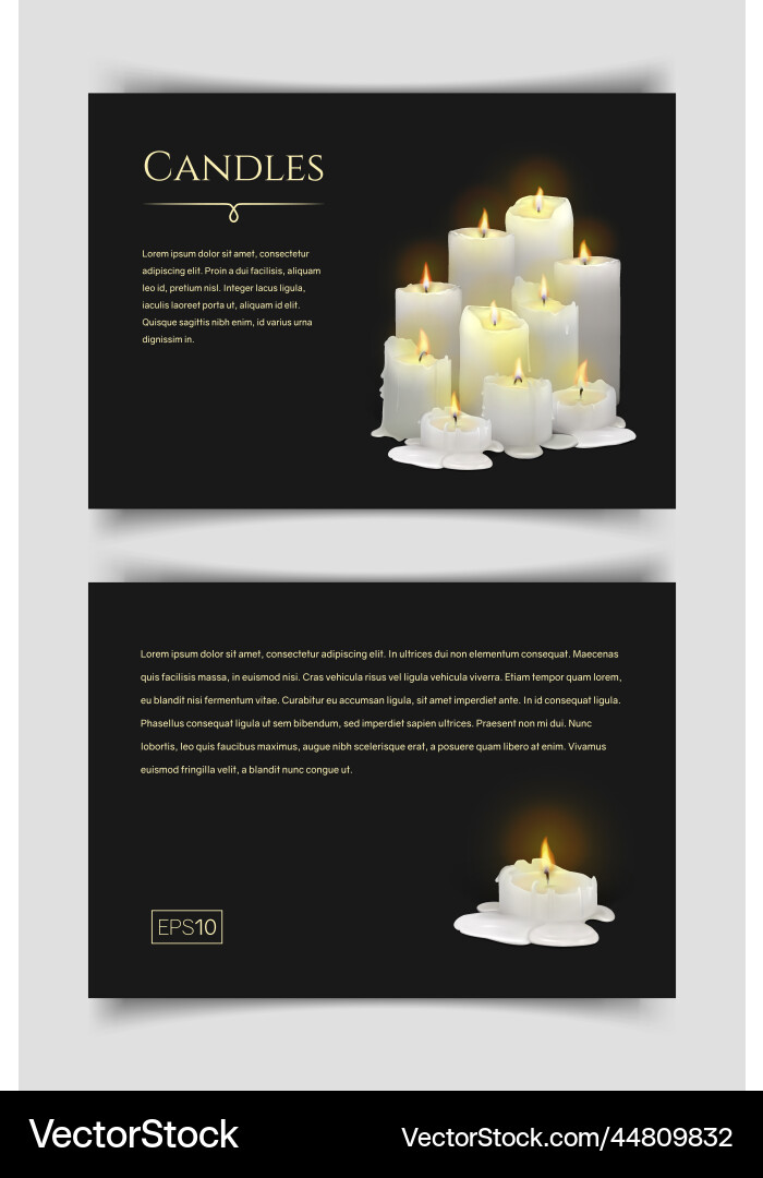 Banner with realistic burning white candles Vector Image