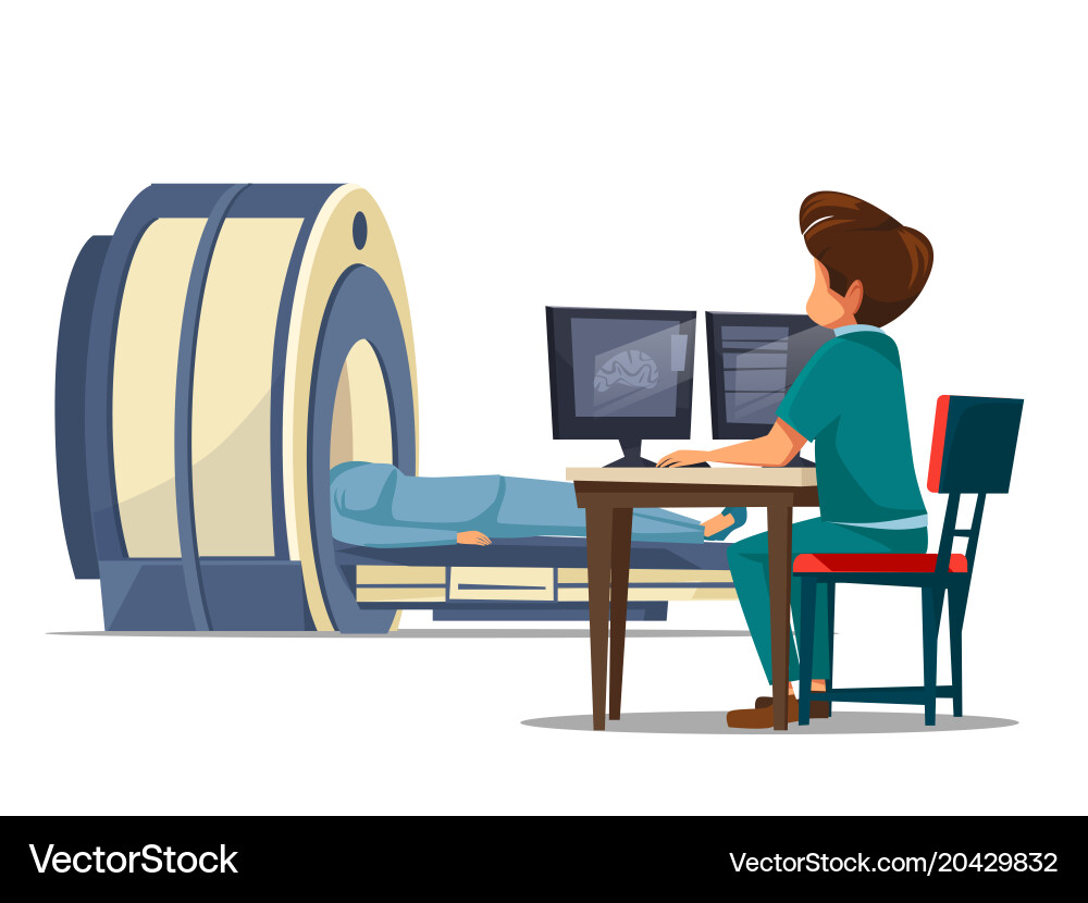 Cartoon ct mri tomography screening concept Vector Image