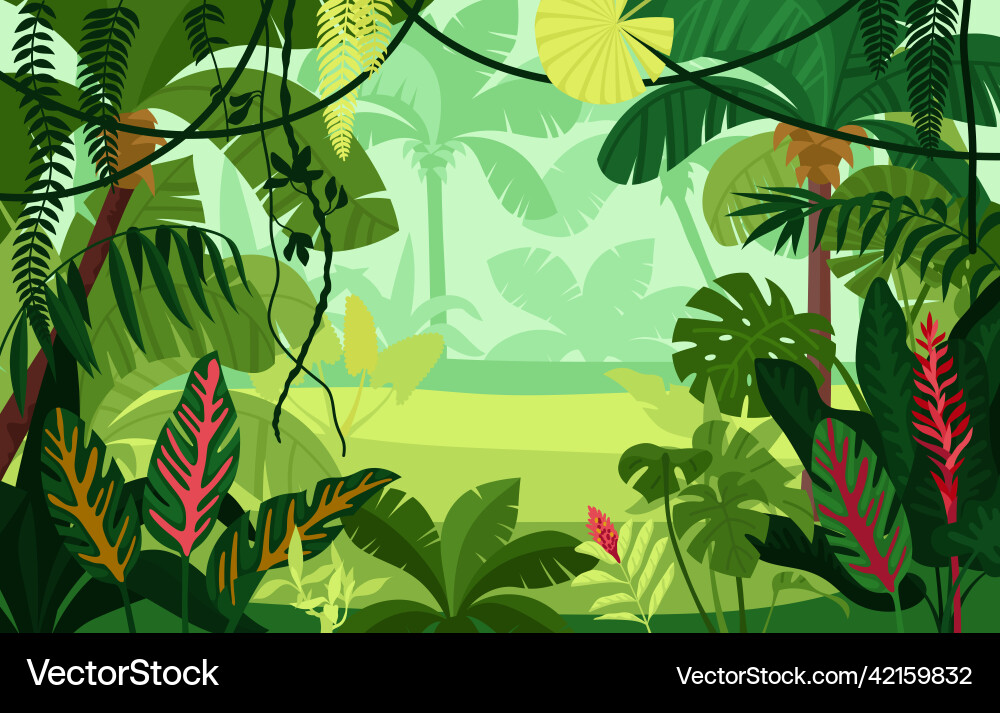 Colored jungle composition Royalty Free Vector Image