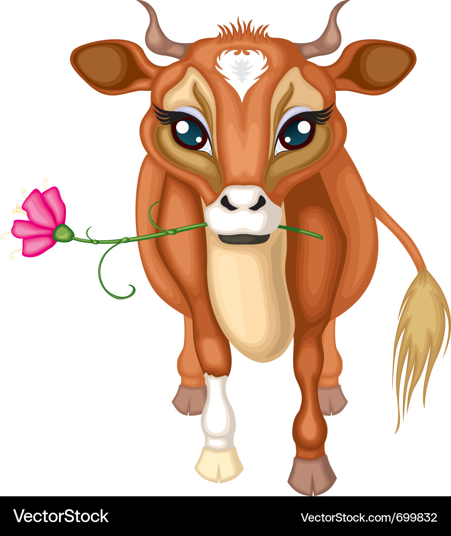 Cute brown cow Royalty Free Vector Image - VectorStock