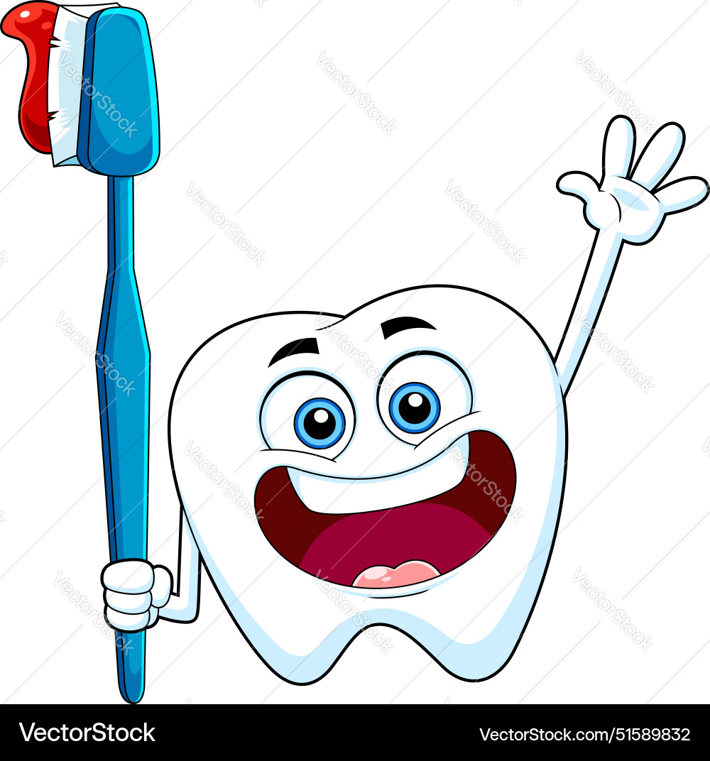 Cute tooth cartoon character Royalty Free Vector Image