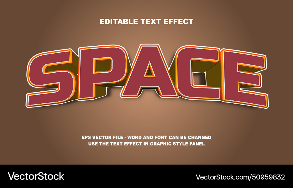 Editable text effect space 3d template Royalty Free Vector