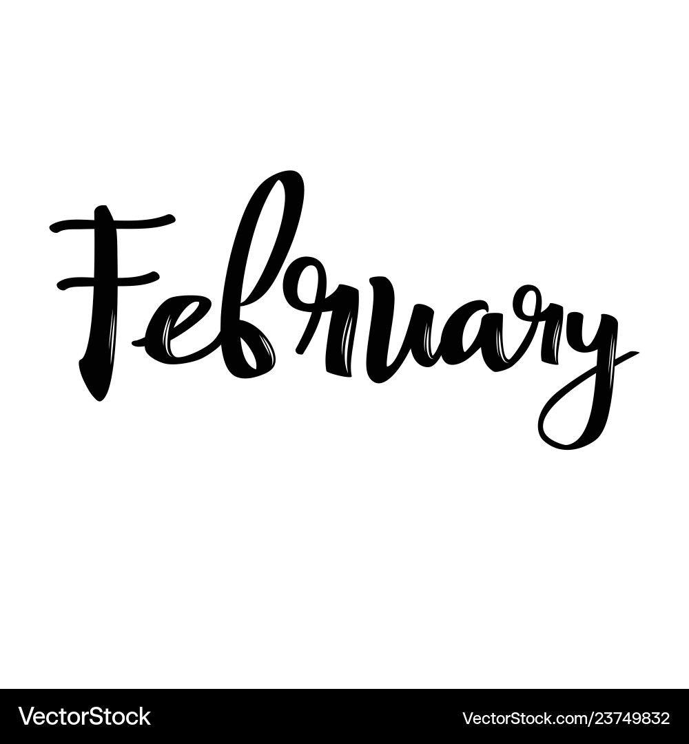 February month name handwritten calligraphic word Vector Image