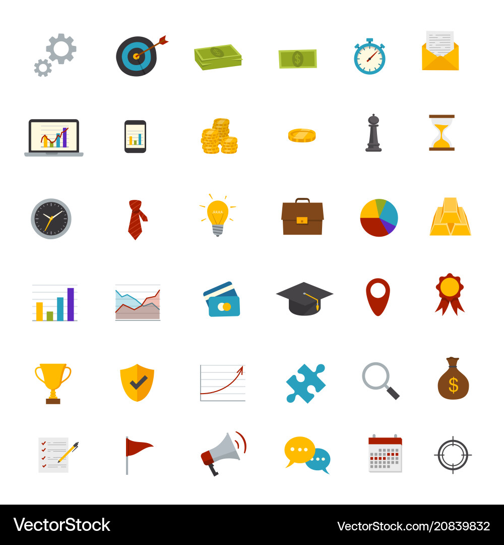 Flat business icons Royalty Free Vector Image - VectorStock