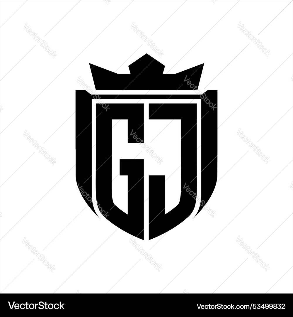 Gj logo with shield shape geeometric crown Vector Image
