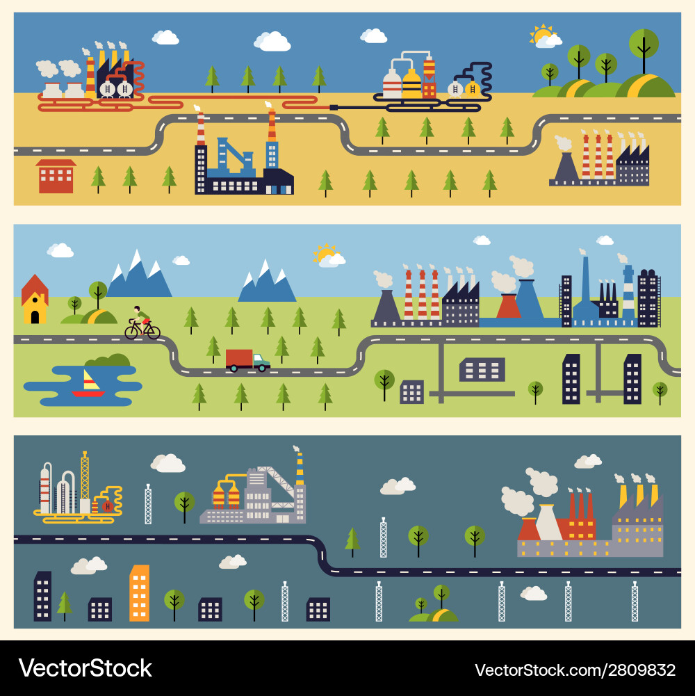 Industrial Factory Banners – Royalty-Free Vector | VectorStock
