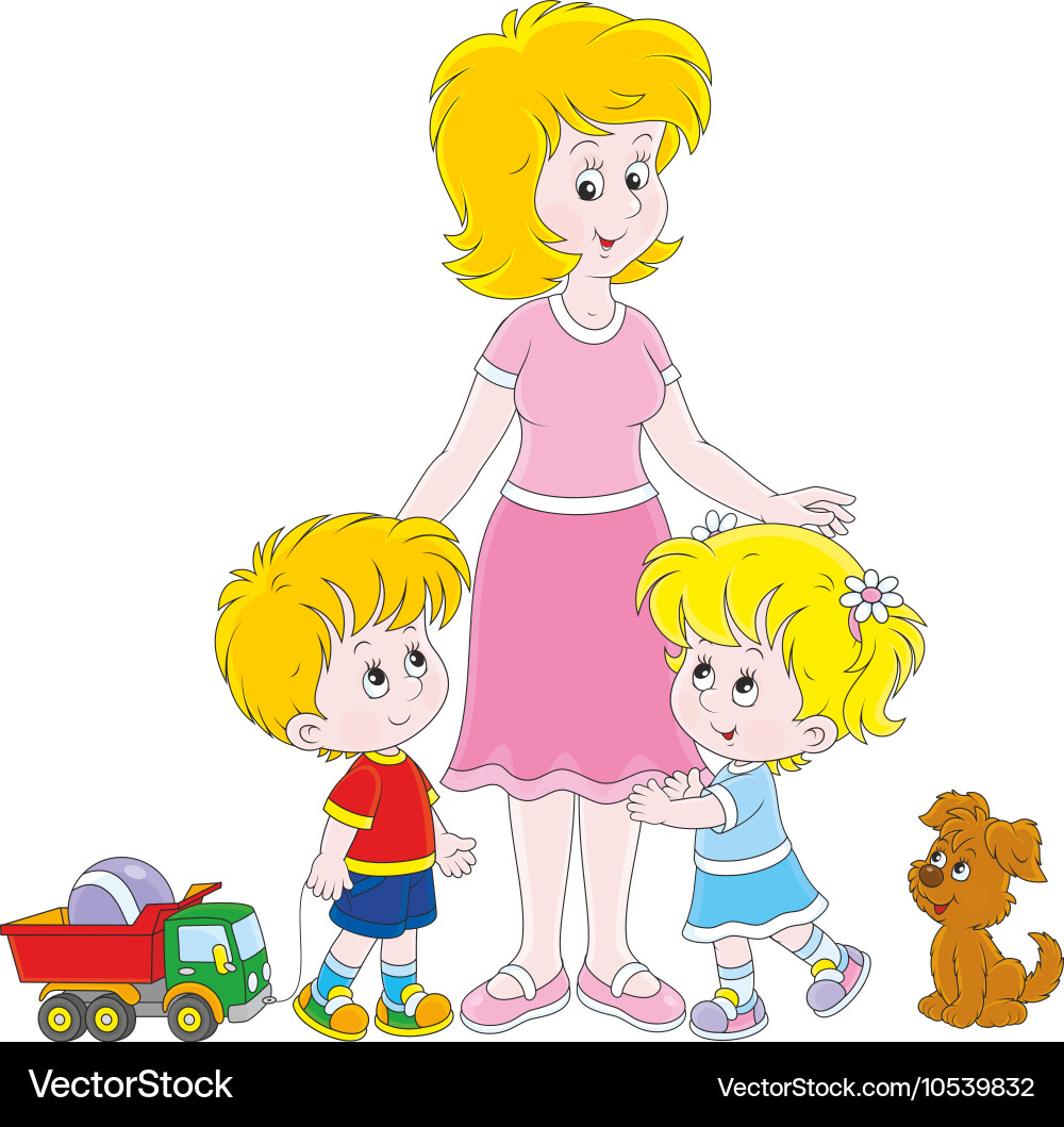 Mother and children Royalty Free Vector Image - VectorStock