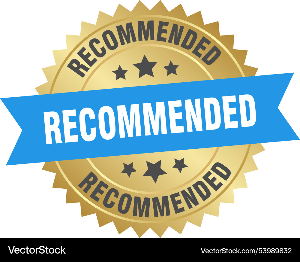 Recommended round blue and gold label Royalty Free Vector