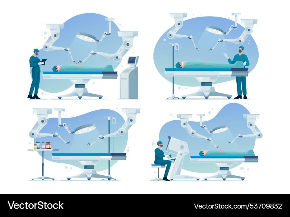 Robotic surgery in operating room Royalty Free Vector Image