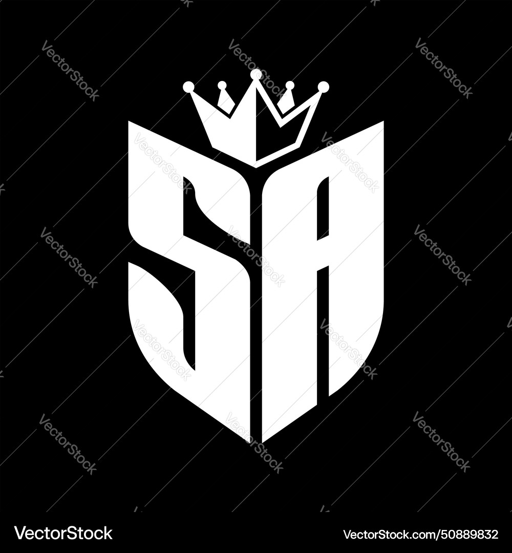 Sa letter monogram with shield shape crown Vector Image