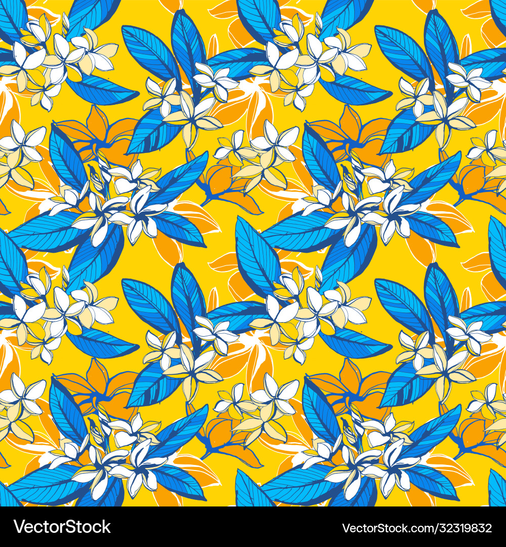 Tropical floral summer seamless pattern Royalty Free Vector