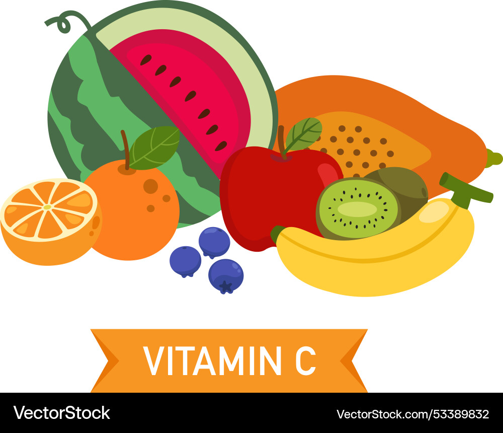 Vitamin c food sources Royalty Free Vector Image