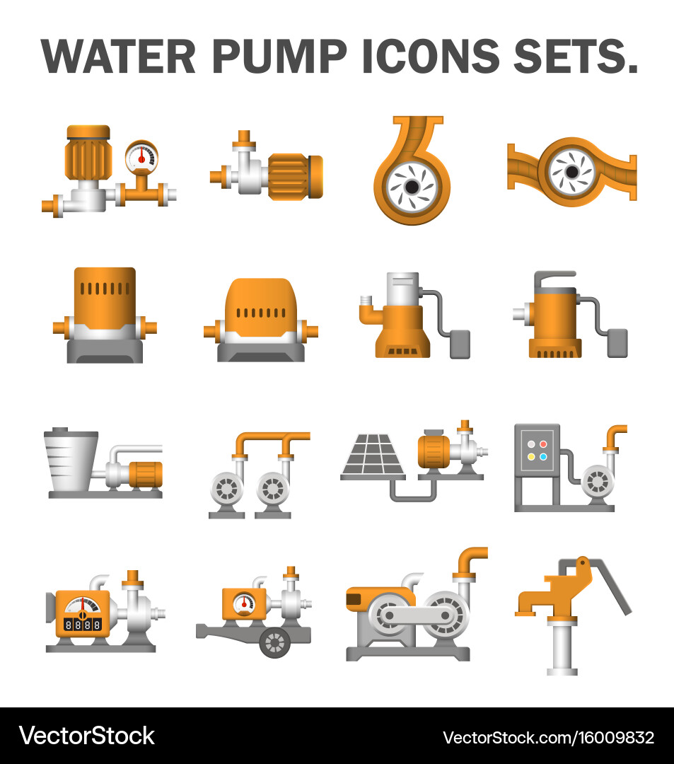 Water Pump Systems Icon Set Royalty Free Vector Image