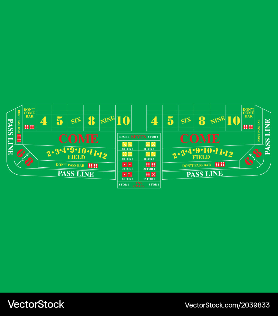 Craps table Royalty Free Vector Image - VectorStock