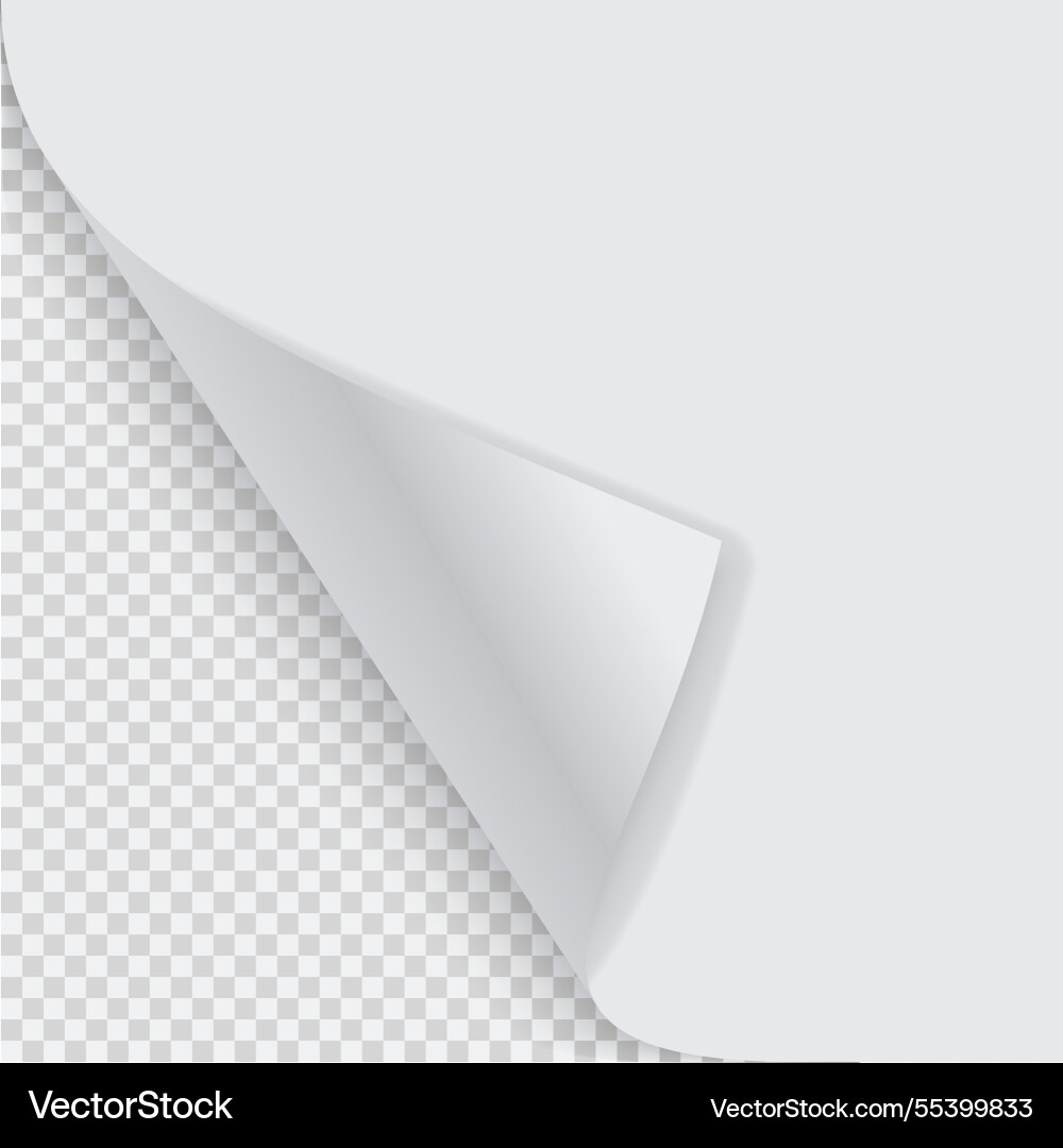 Curled corner of paper with shadow Royalty Free Vector Image