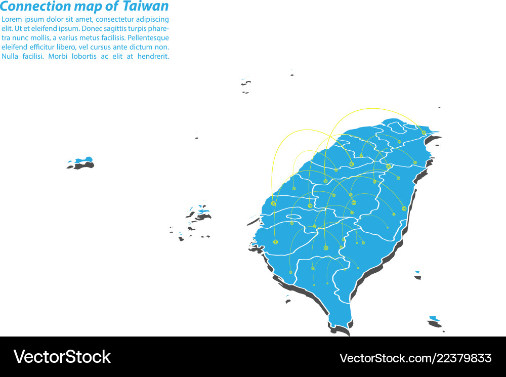Moderne taiwan map-Verbindungen Netzwerk-Design Vektorbild