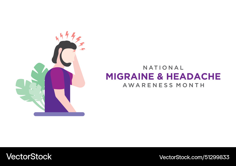 National migraine headache awareness month Vector Image