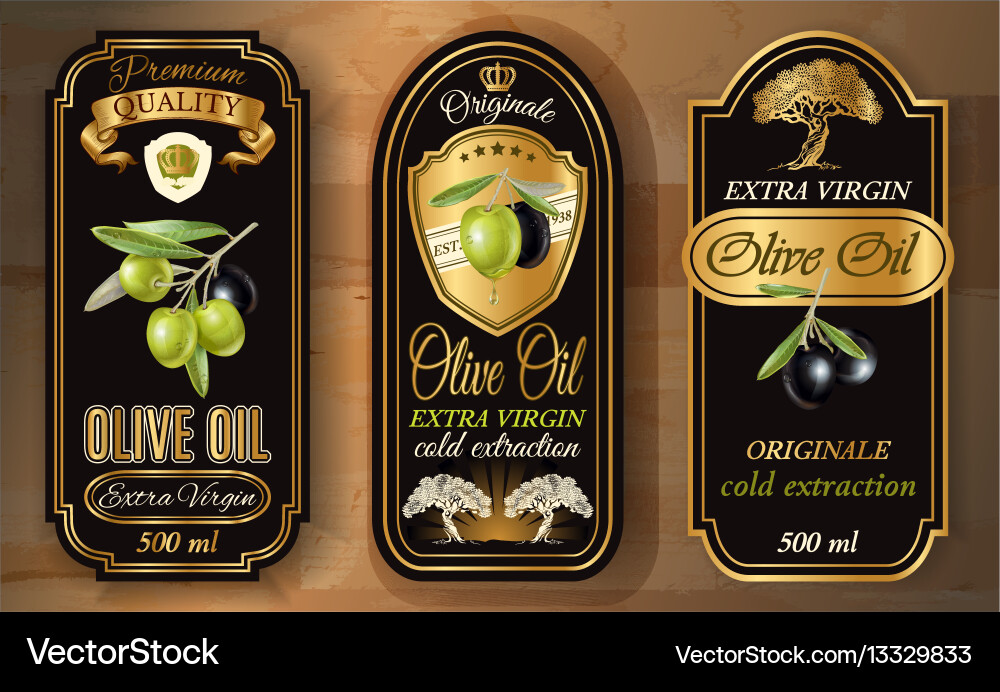 Oilve oil labels Royalty Free Vector Image - VectorStock