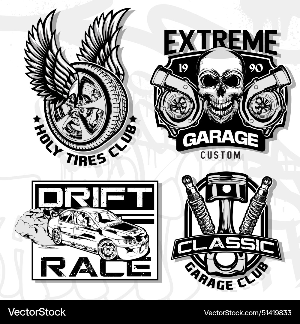 Racing car logo badge 6 Royalty Free Vector Image