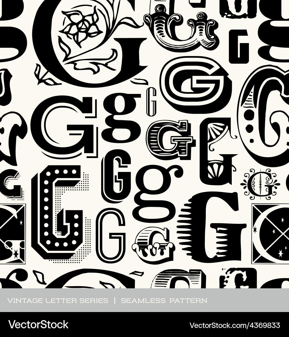 Seamless vintage pattern letter g Royalty Free Vector Image