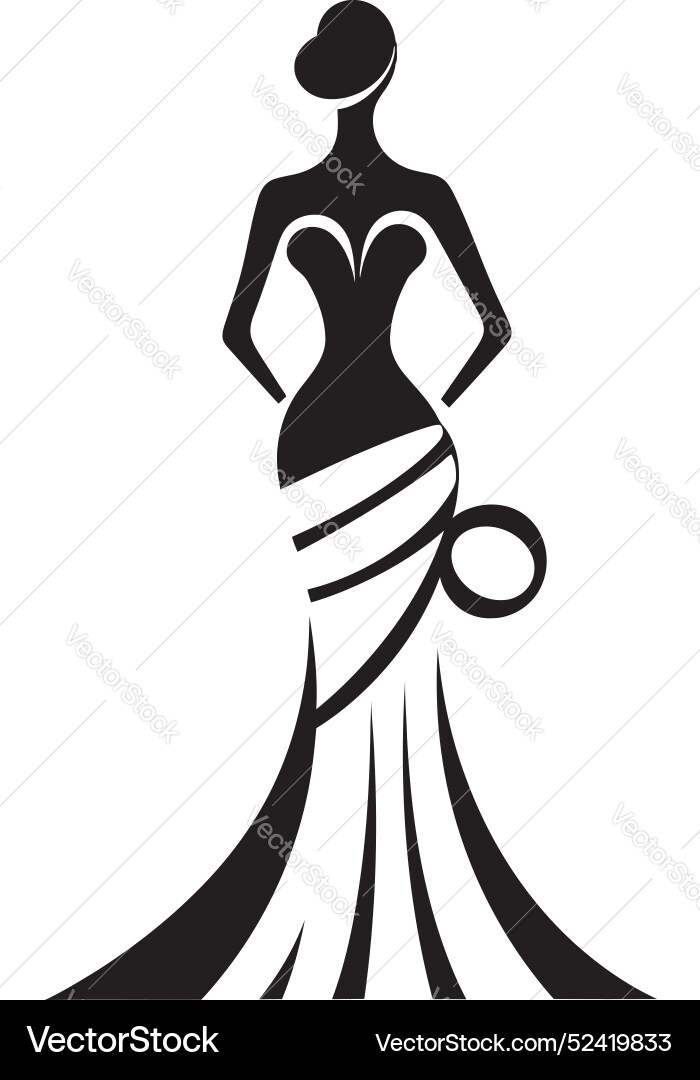 Timeless sophistication black dress runway Vector Image
