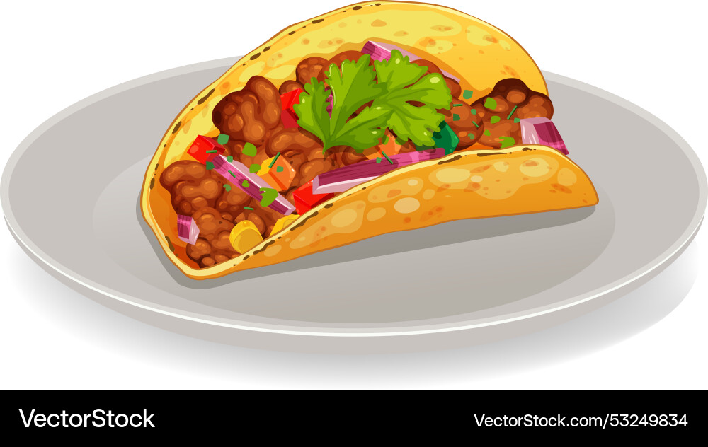 A colorful taco with fresh ingredients Royalty Free Vector
