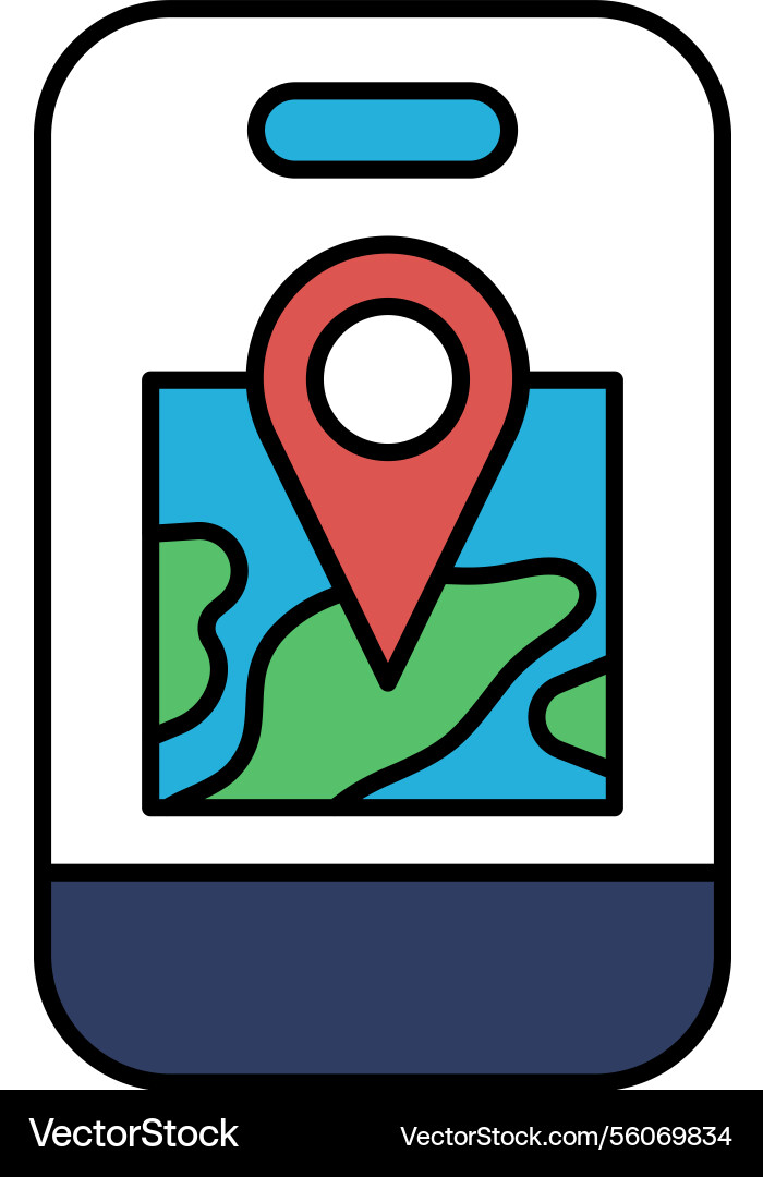 A phone with red dot on it that says map Vector Image