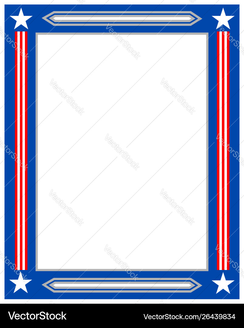 American flag decorative border frame Royalty Free Vector