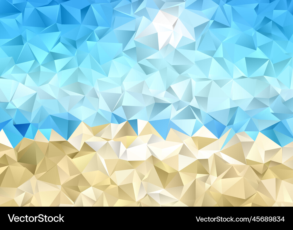 Beach themed low poly background design Royalty Free Vector