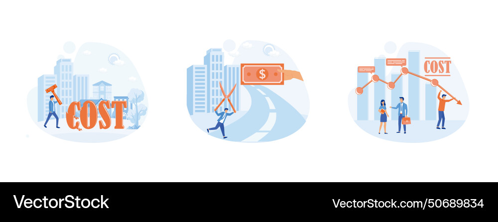 Businessman hammering text cost symbol Royalty Free Vector