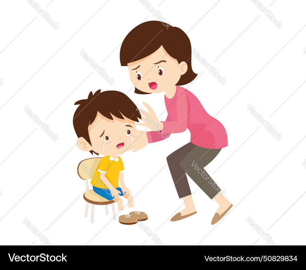 Comforting sad children with parent 3 Royalty Free Vector
