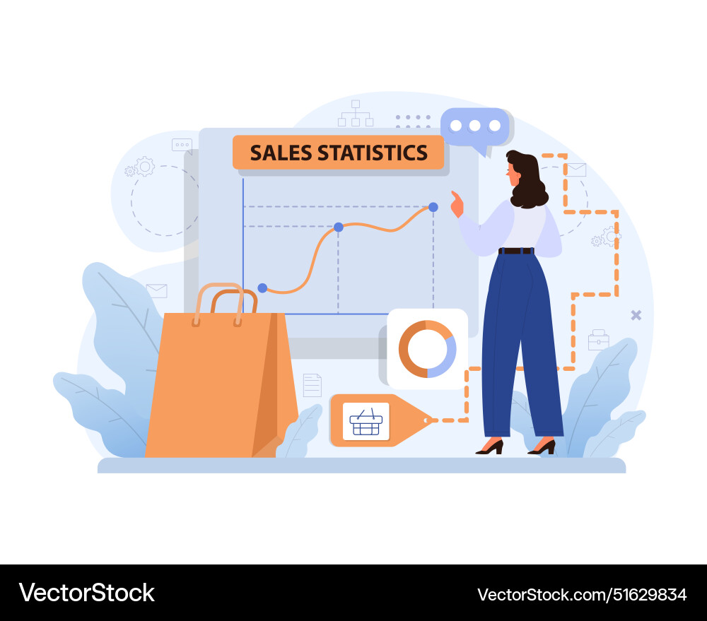 E-commerce entrepreneur selling goods and gaining Vector Image