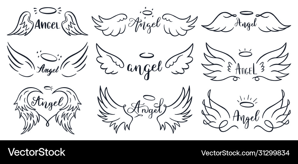 Elegant Angel Wings Lettering Royalty Free Vector Image