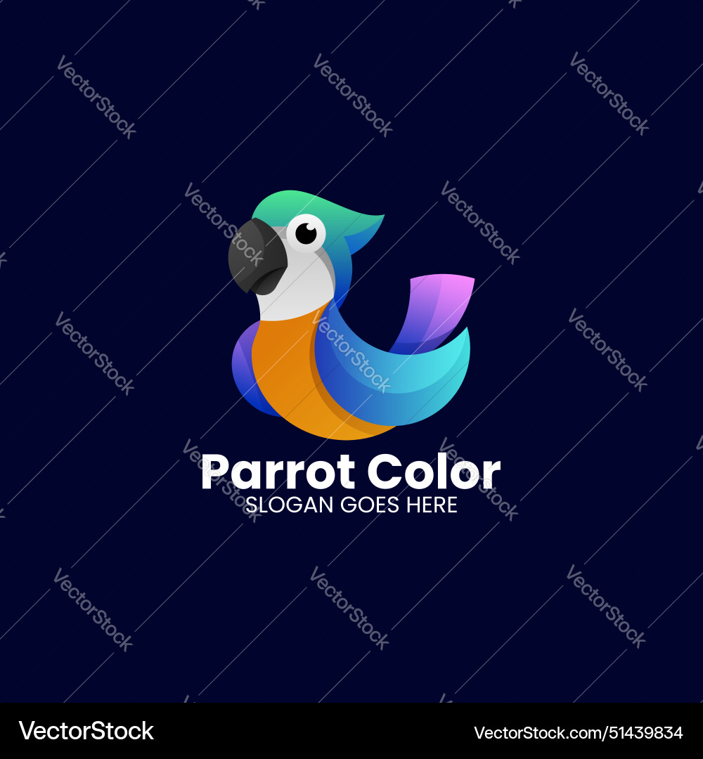 Logo parrot gradient colorful style Royalty Free Vector