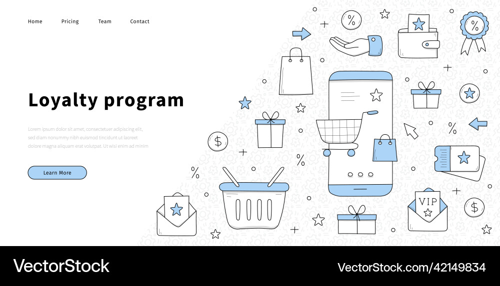 Loyalty program banner with doodle Royalty Free Vector Image