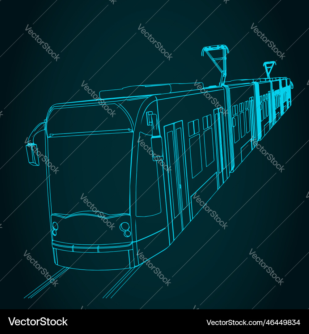 Modern tram drawing Royalty Free Vector Image - VectorStock
