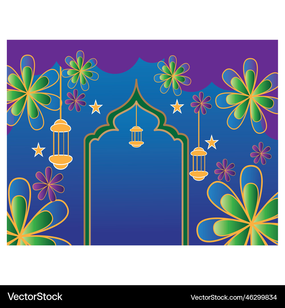 Mosque lantern design template hari raya floral Vector Image