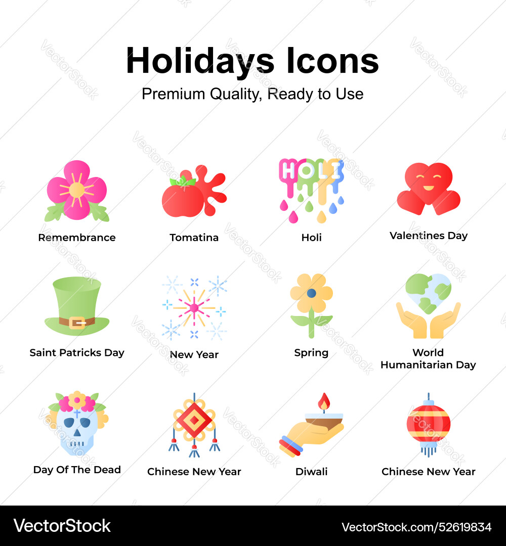 Premium quality holidays icons set ready to use Vector Image