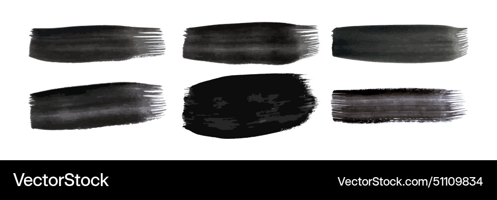 Set of black hand drawn brush strokes Royalty Free Vector