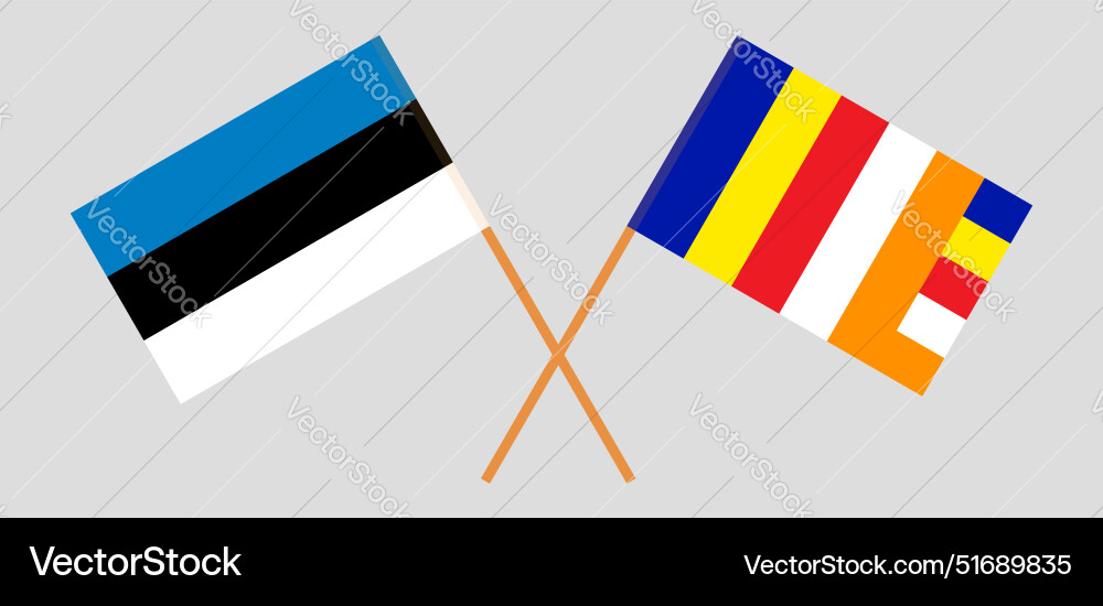 Crossed flags of estonia and buddhism official Vector Image