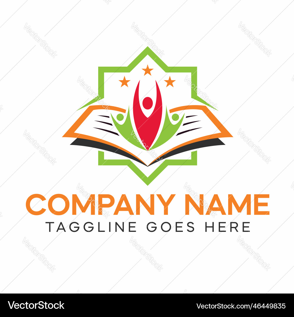 Education logo with three human icons together Vector Image