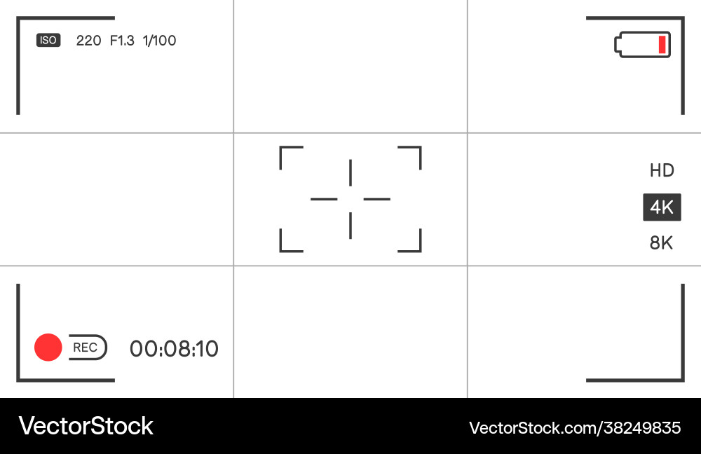 Focus on camera screen display with settings Vector Image