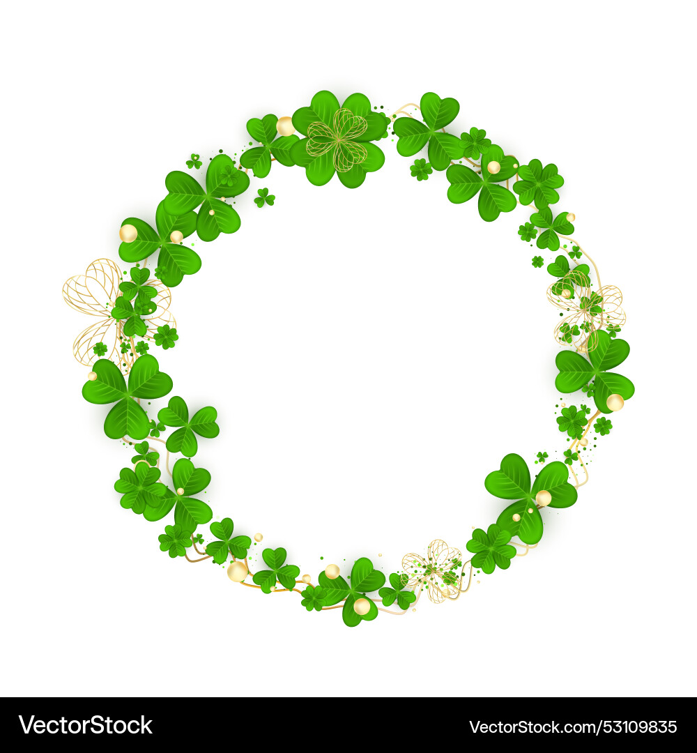 Realistic shamrock twisted wreath elegant Vector Image