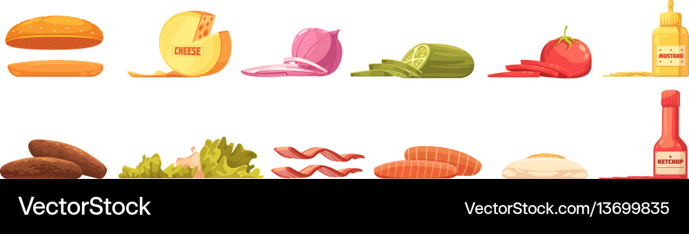 Retro Burger Elements Set Royalty Free Vector Image