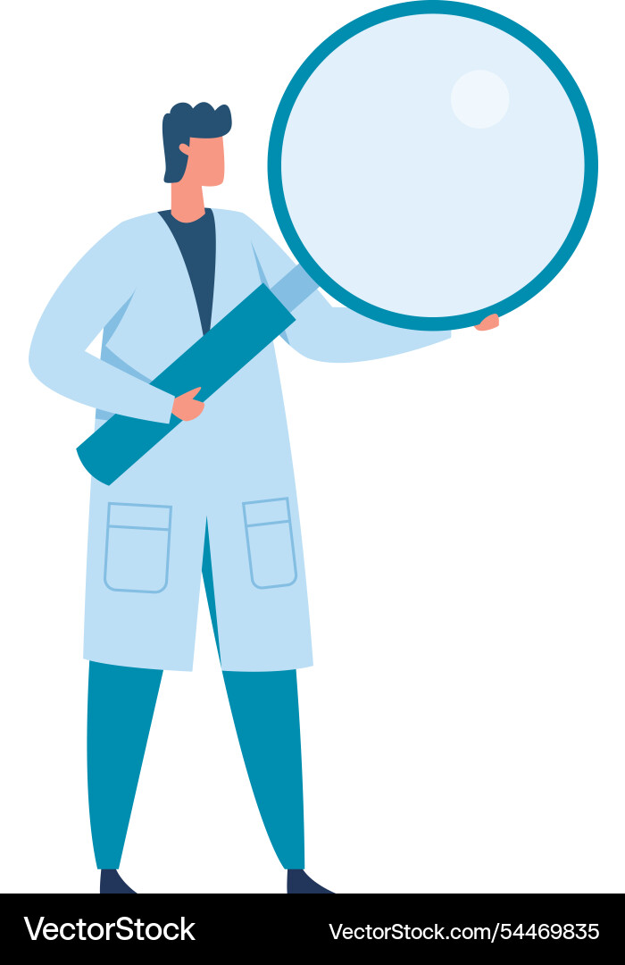 Scientist wearing a lab coat is holding large Vector Image