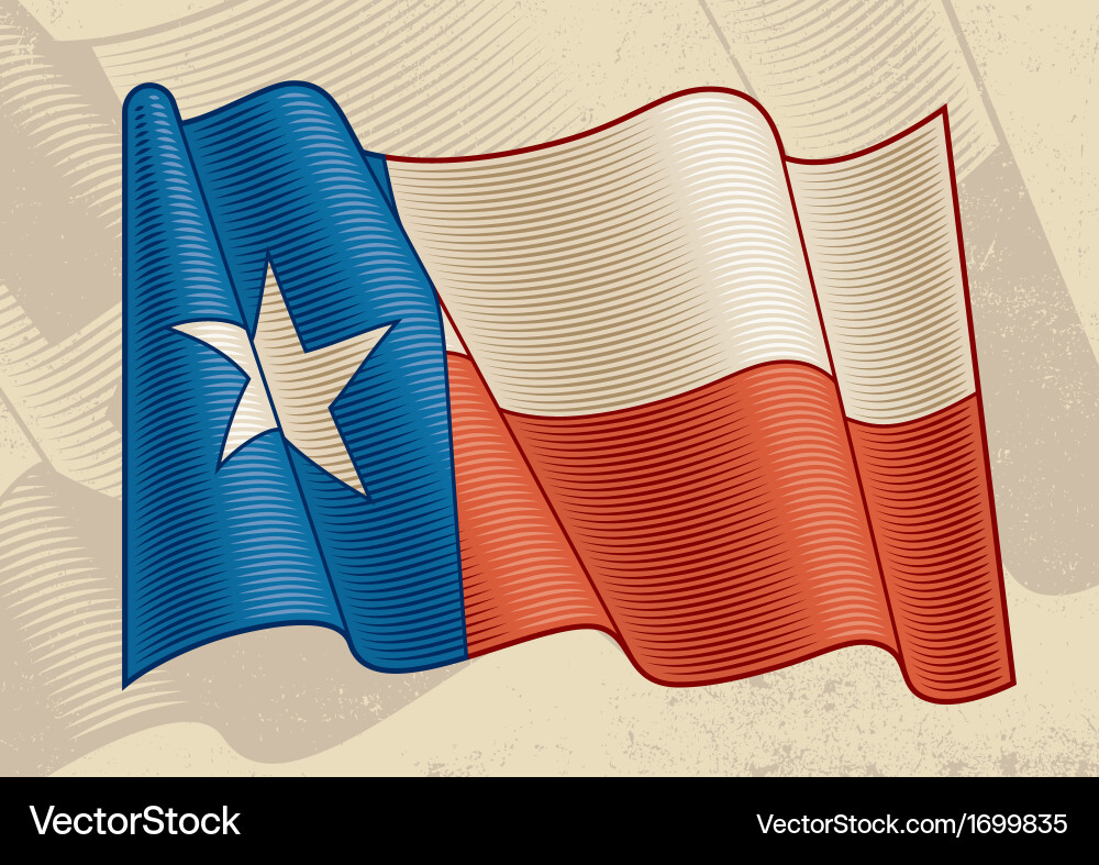 Texas Flag Woodcut Print Royalty Free Vector Image